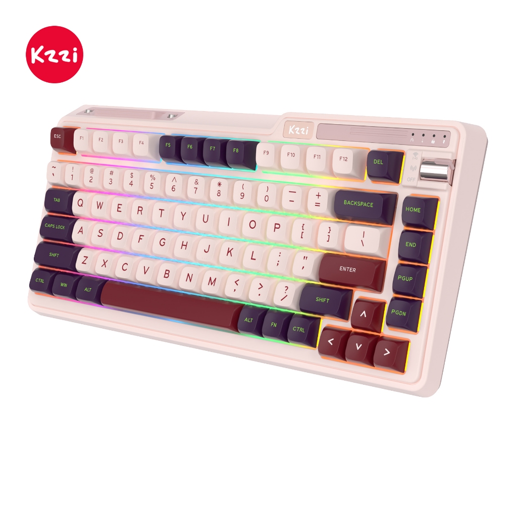 KZZI K75 Lite Nezuko Purple 75% Gasket Mount RGB Gaming Keyboard Wireless Mechanical Keyboard ...