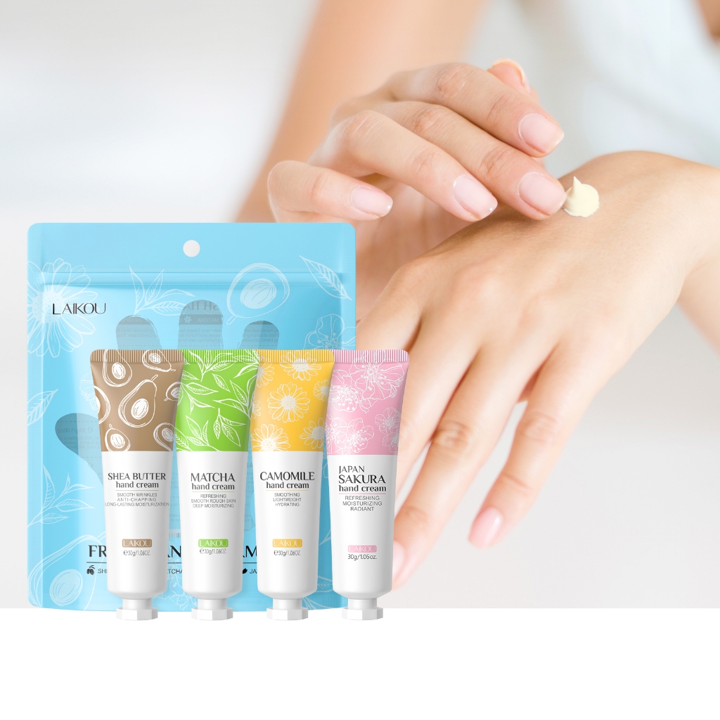 LAIKOU Fresh Hand Cream Set [Sakura+ Camomile+ Shea Butter+ Matcha ...