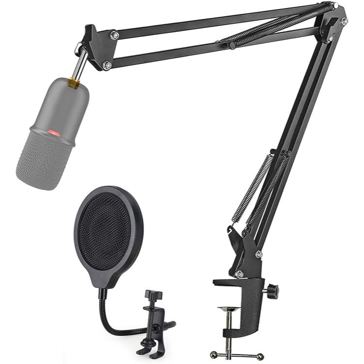 HyperX SoloCast Mic Arm Stand with Pop Filter - Scissor Mic Boom Arm 4 ...
