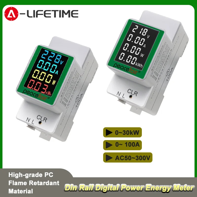 0-100A Electric Energy Detector LCD Energy Meter Voltmeter Electric ...