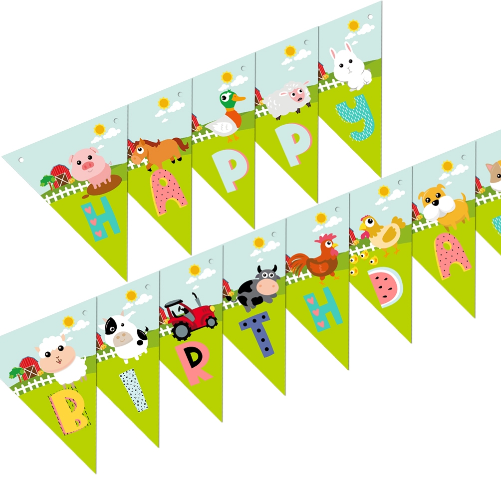 Happy Farm Animal Theme Party Banner Bunting Flag For Event Party ...