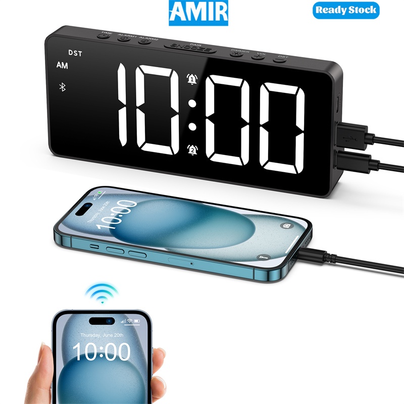 AMIR Alarm Bluetooth Auto Time Sync, Digital Clock Large Display with ...
