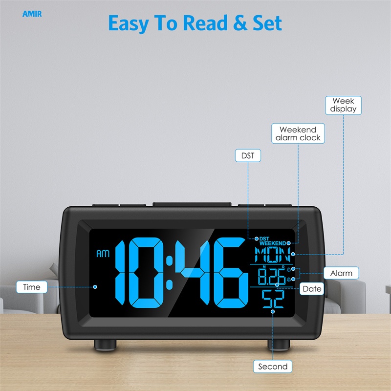 AMIR Digital Alarm Clock With FM Radio, Dual Alarm, Snooze Function ...