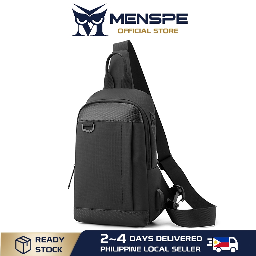 MENSPE Fashion Chest Bag Shoulder Bag Earphone Hole Design Waterproof ...