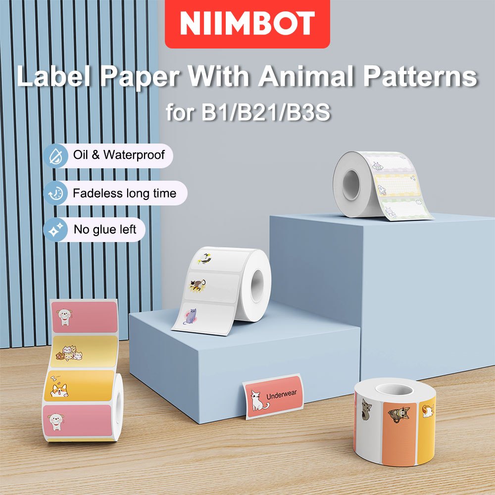 NIIMBOT B1/B21/B3S Color Label Paper Waterproof Name Stickers Diy Label Printing Stickers ...