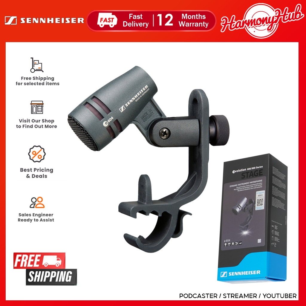 Sennheiser E604 Dynamic Microphone Musical Instrument Microphone Stand Drum Microphone | Shopee ...