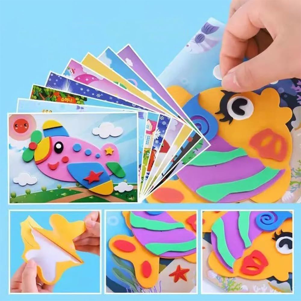iBliver EVA Foam Stickers Mosaic Sticker Art Kits for Kids,DIY Cartoon ...