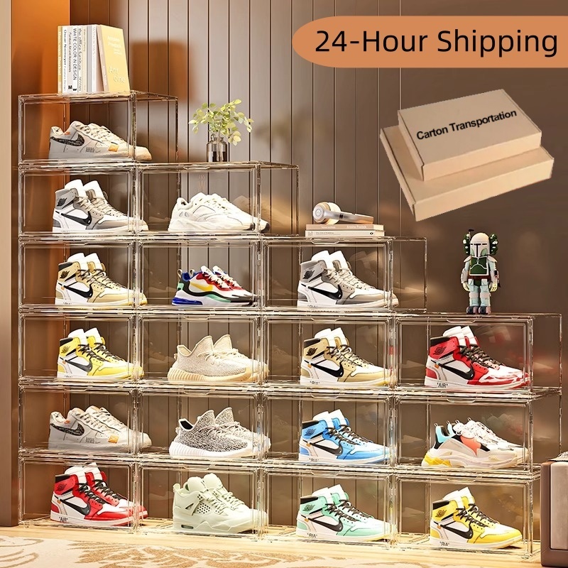 Acrylic shoe rack organizer Magnetic transparent acrylic sneaker shoes ...