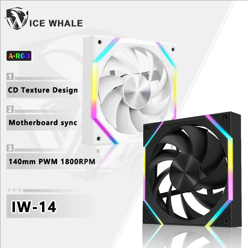 ICE Whale IW-14 Computer Chassis Fan 14cm ARGB 4 Pin PWM Quiet Cooling ...