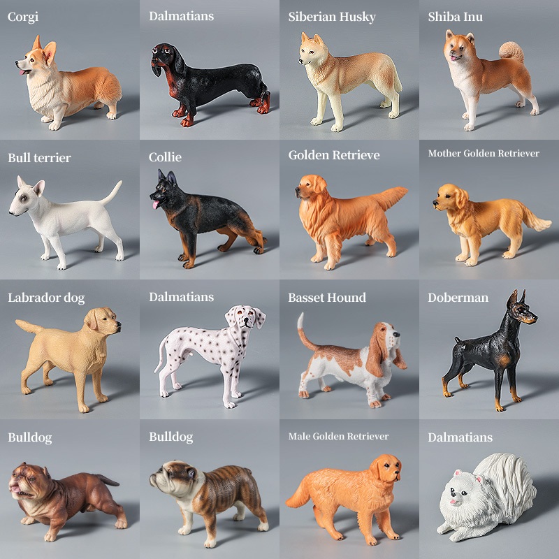 Realistic Dog Animal Model Figurines Toy, Plastic Puppy Figures Set ...