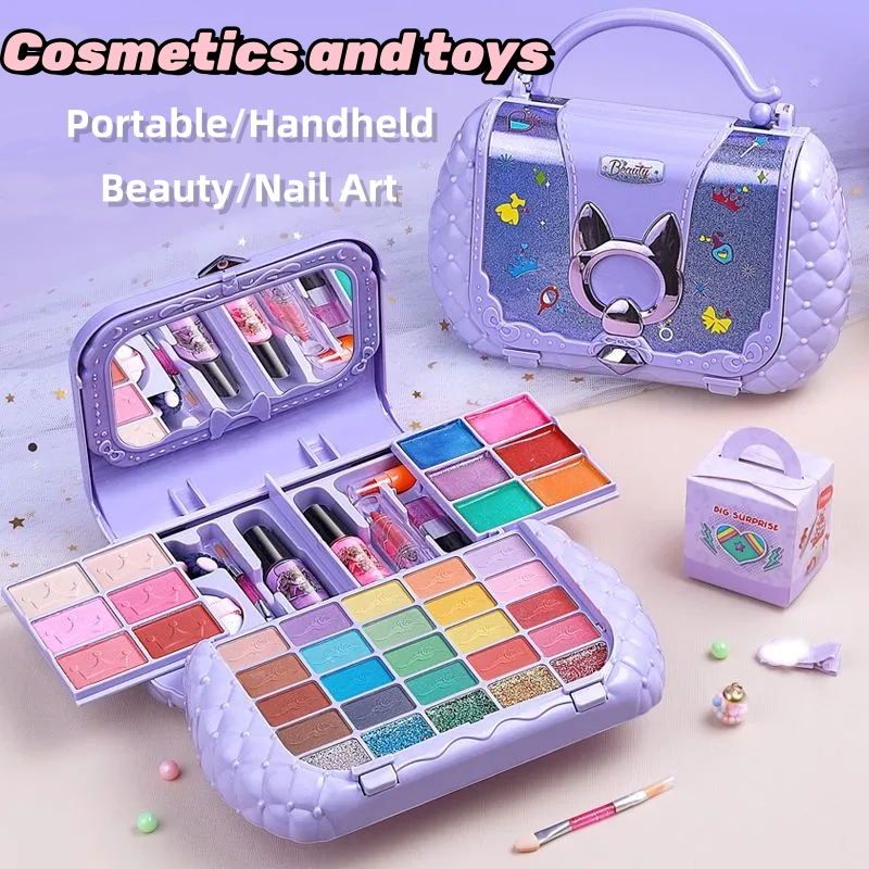 Kuromi Kids Makeup Box Kit For Girls Real Washable Cosmetic Pretend ...