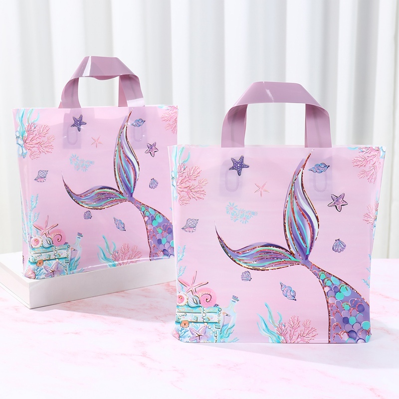 25/50pcs Mermaid Theme Purple Plastic Loot Bags Mermaid Tail Party ...