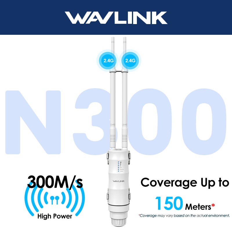 WAVLINK N300 Wireless Outdoor Access Point PoE Wi-Fi Extender Long ...
