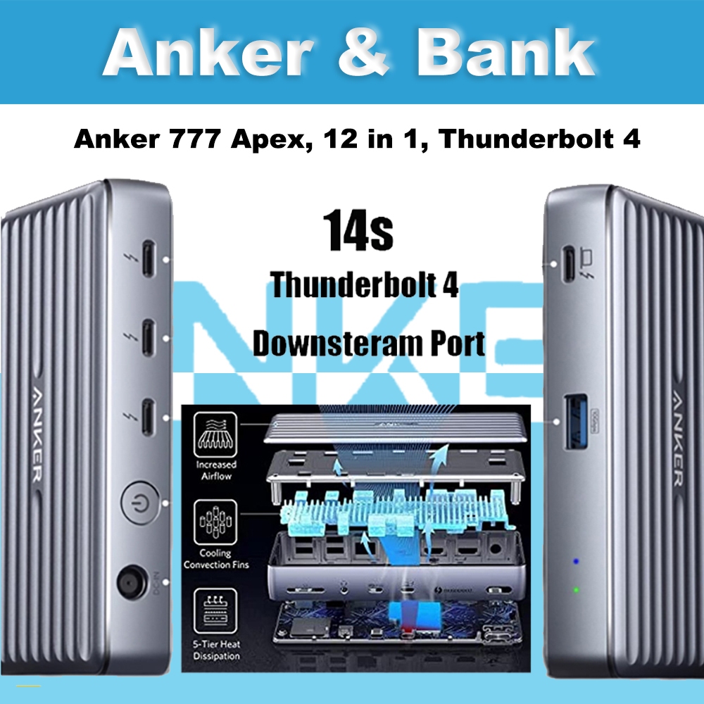 Anker 777 Thunderbolt docking station (Apex, 12 in 1, Thunderbolt 4 ...