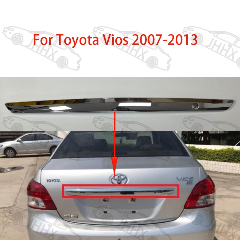 Car trunk door tailgate cover chrome strip Toyota Vios 2007 2008 2009 2010 2011 2012 2013 Rear ...