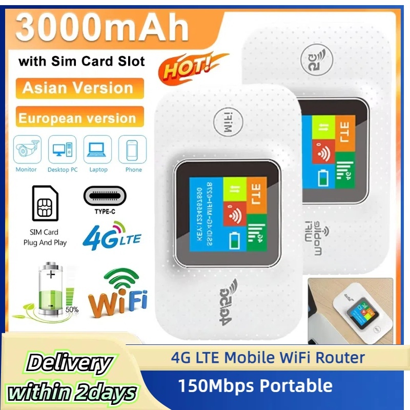 【Ready Stock】【4G/5G Portable WiFi Hotspot】150Mbps 4G LTE Wireless Router, 3000mAh Battery ...
