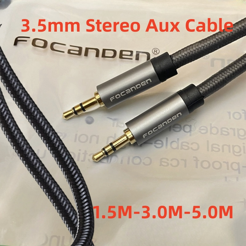 3.5mm Aux Cable Short Male to Male 1/8 Audio Auxiliary Cord Braided Hi ...