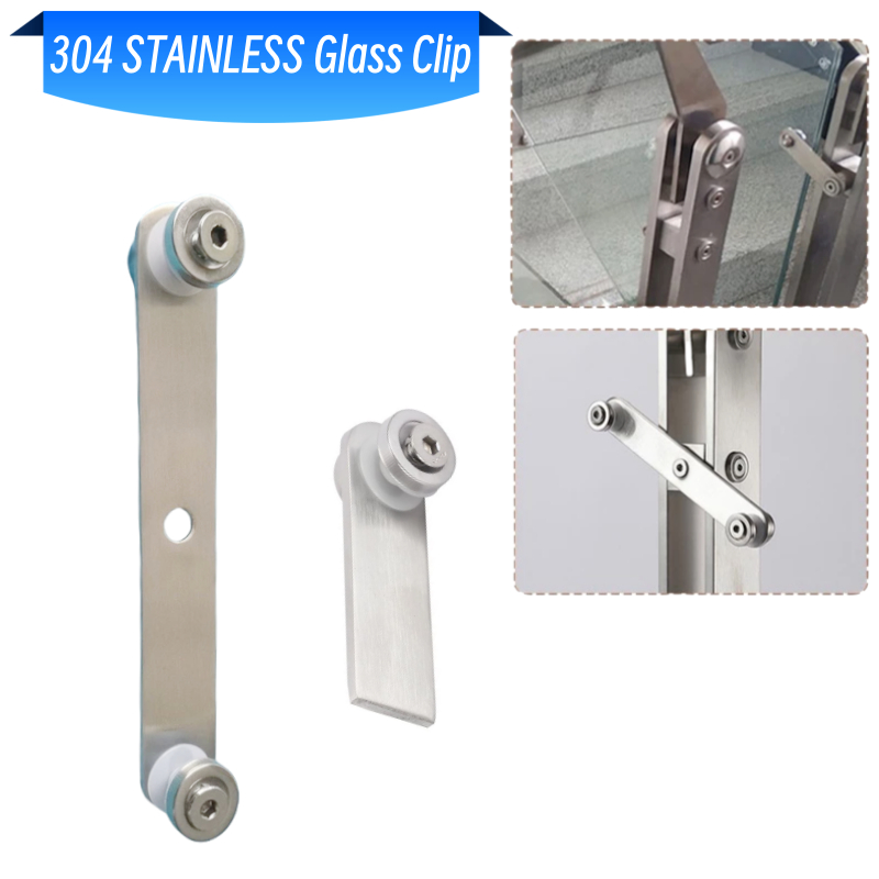 304 STAINLESS Glass Clip Glass Railings, Hardware Balustrade Post Glass ...