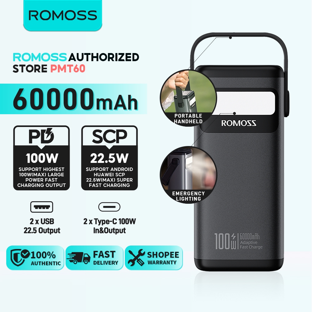 Romoss Pmt Series 60000mAh 40000mAh 30000mAh 100W 65W 30W PD QC3.0 Super Fast Charging Power ...