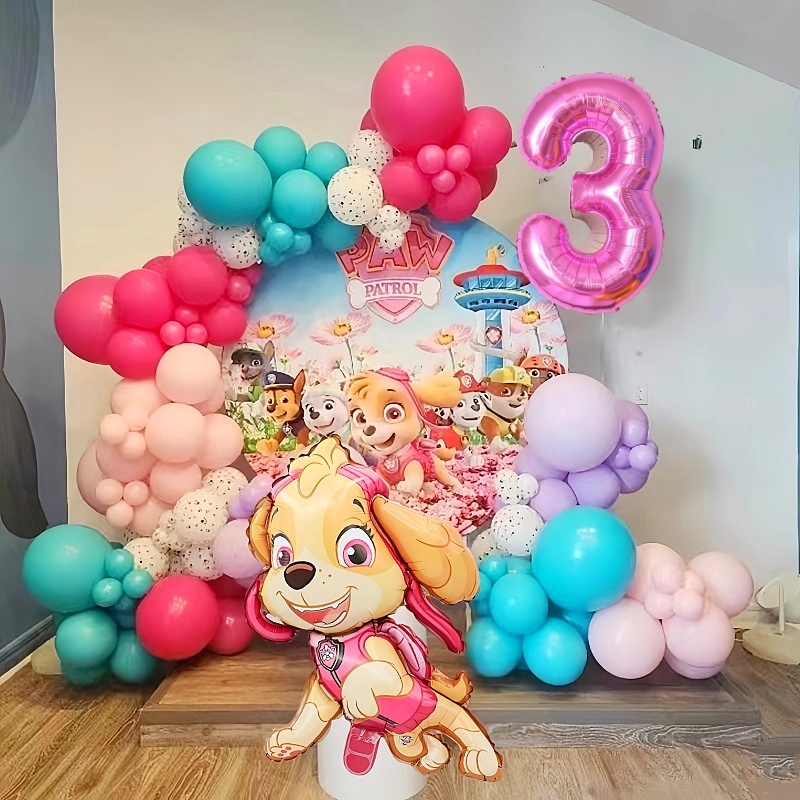 Paw Patrol Theme Balloon Garland Chase Skye Marshall Dogs Balloon Girls Birthday Party ...