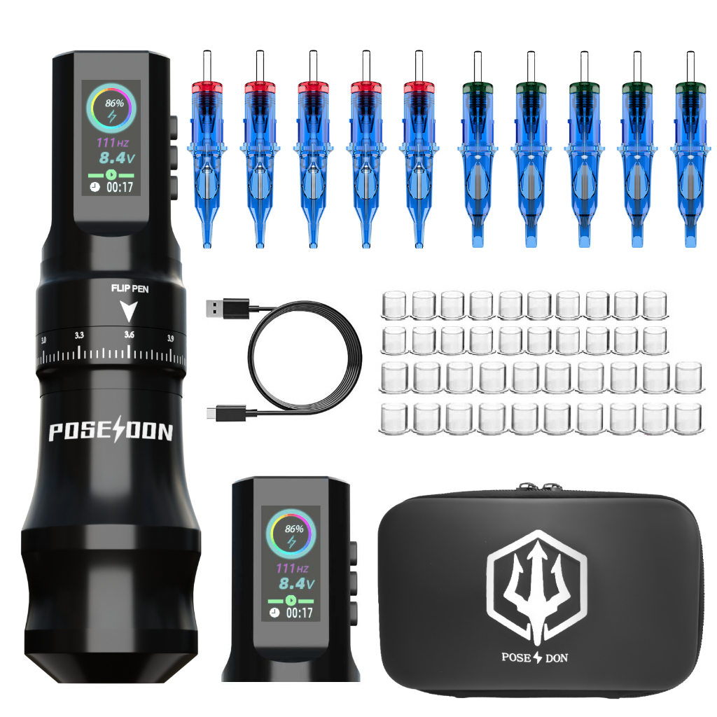 POSEIDON Tattoo Pen Kit, Wireless Tattoo Machine with Tattoo Bag ...