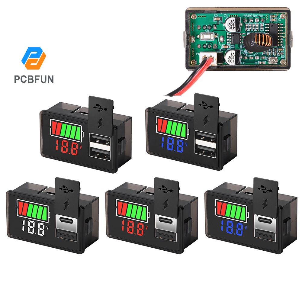 Pcbfun DC Digital Display Battery Voltage Indicator for Li-ion battery ...