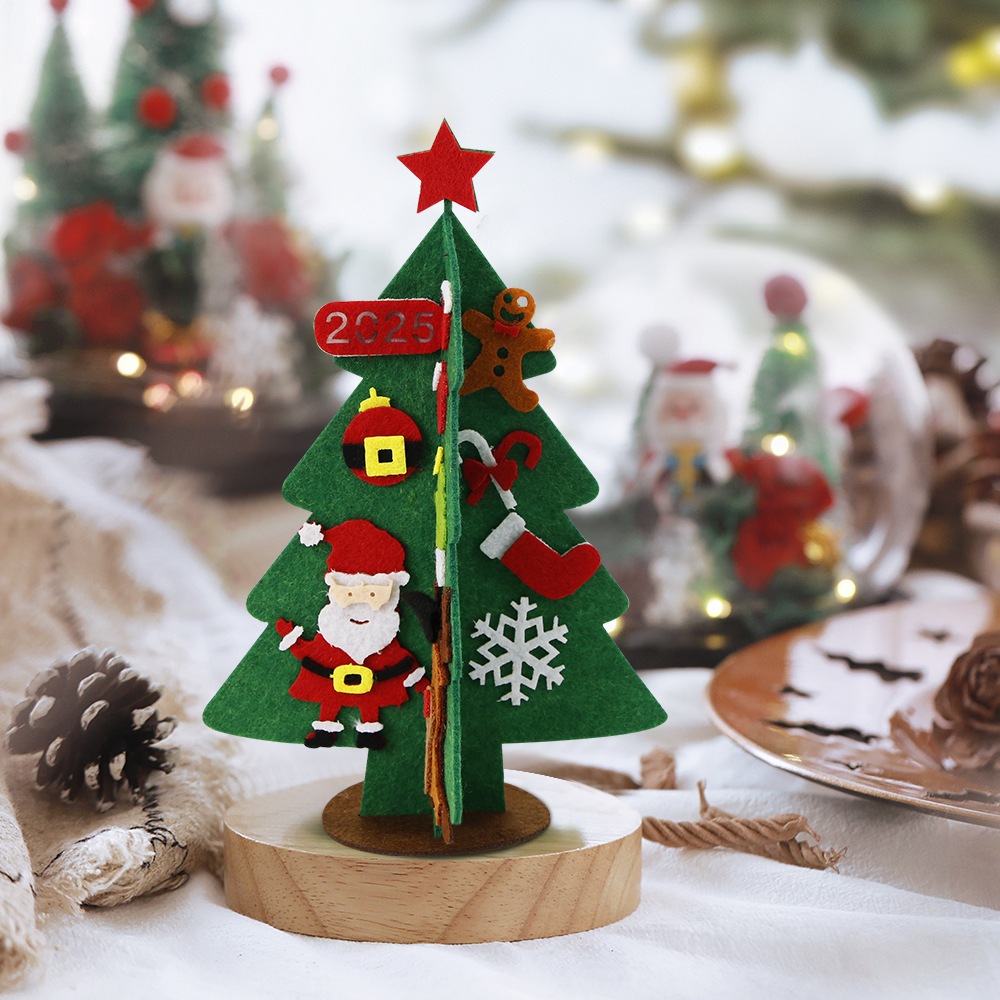 DIY Felt Christmas Tree Set Xmas Cartoon Felt Decorations Merry ...