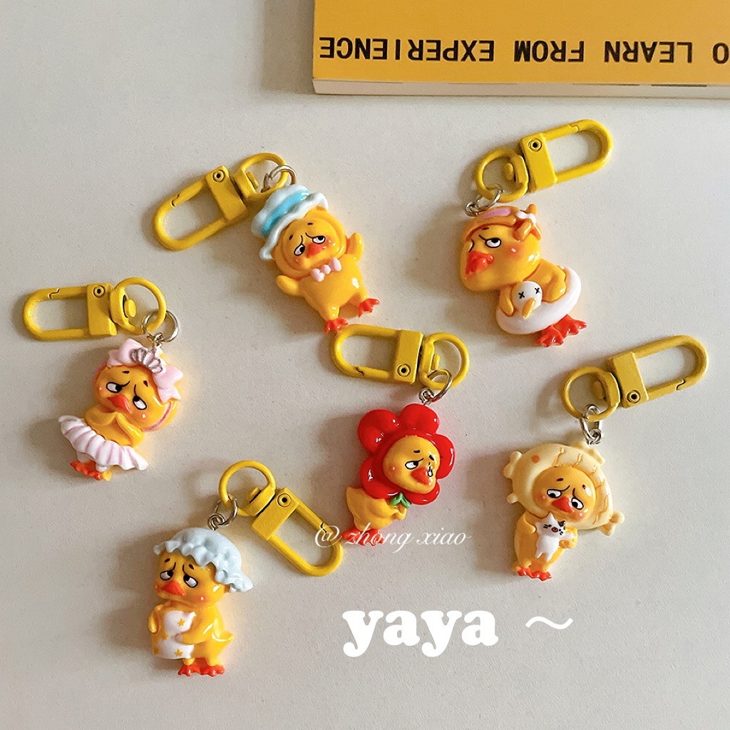 Annoying duck resin keychain for work, annoying duck cartoon pendant ...