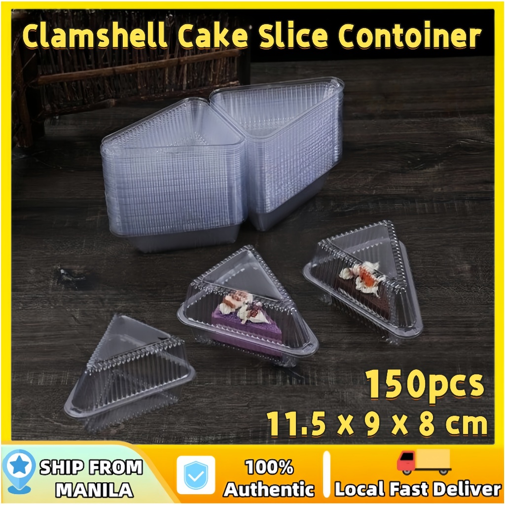 150pcs Clamshell Cake Slice Container/Slice Cake Container Triangle Box ...