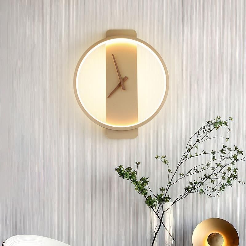 Modern Clock Sconce With Acrylic Lampshade, Nordic Gold Wooden Pointer ...