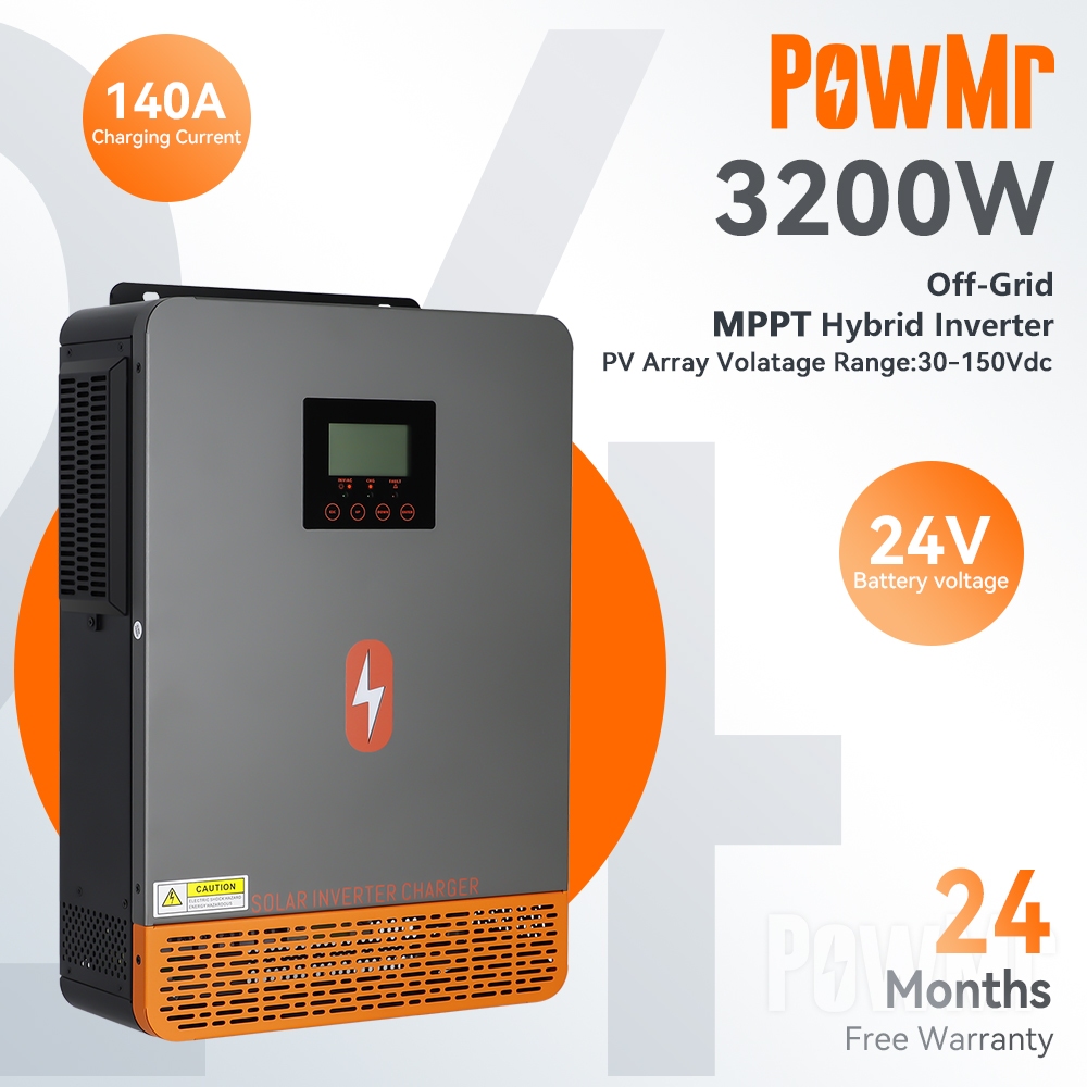 【Local Delivery】PowMr 3.2KW 24V Solar Hybrid Inverter 30-150Vdc PV ...