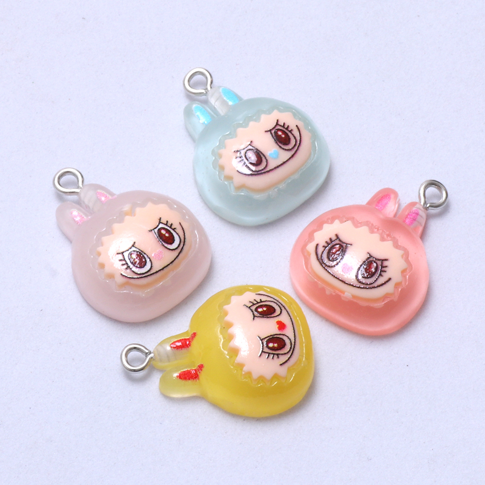 Labubu Cartoon Resin pendents cute Luminous Charms Children Student ...