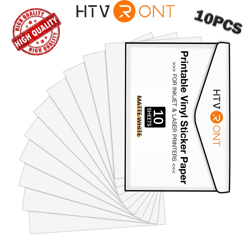 HTVRONT A4 Printable Vinyl For Inkjet Printer 8.5"X11" 10 Sheets Glossy ...