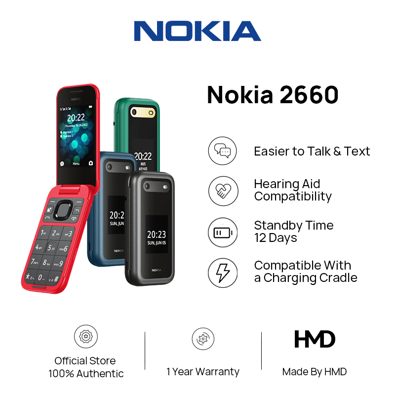 Nokia 2660 Flip Phone 4G Keypad Basic Phone 2.8'' Big Bottons Easy to ...