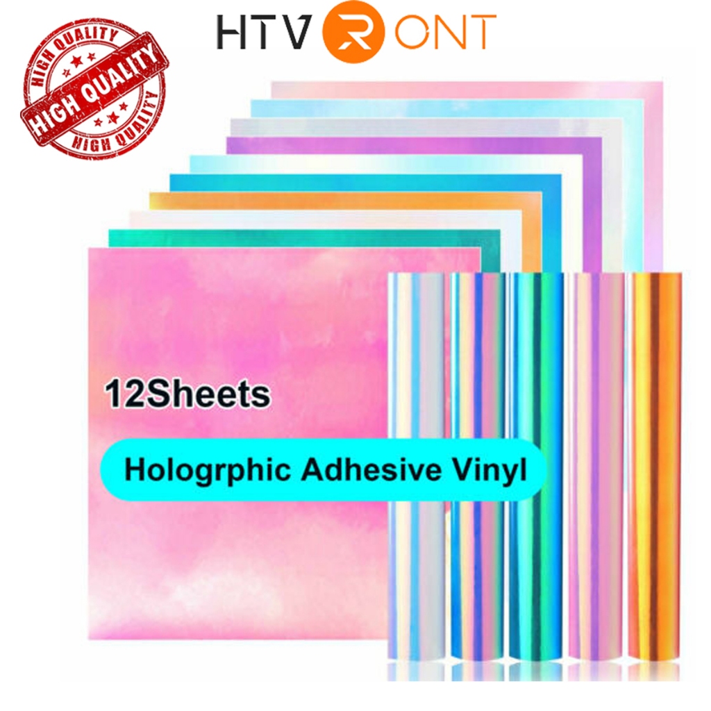HTVRONT Holographic Vinyl 12 Sheets 12"x12" Holographic Permanent Vinyl ...