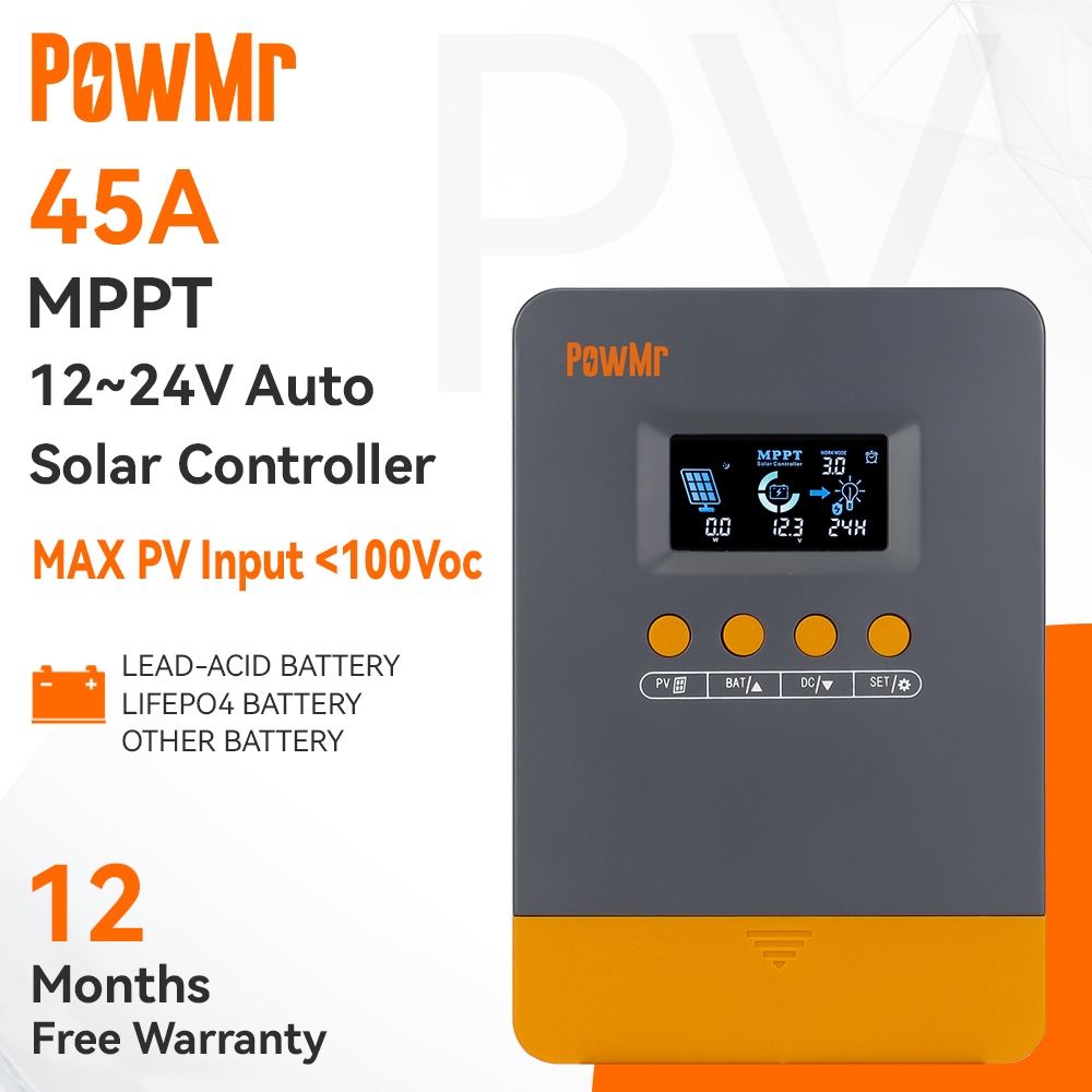 PowMr 45A MPPT Solar Charger Controller 12V 24V With Blacklight LCD ...