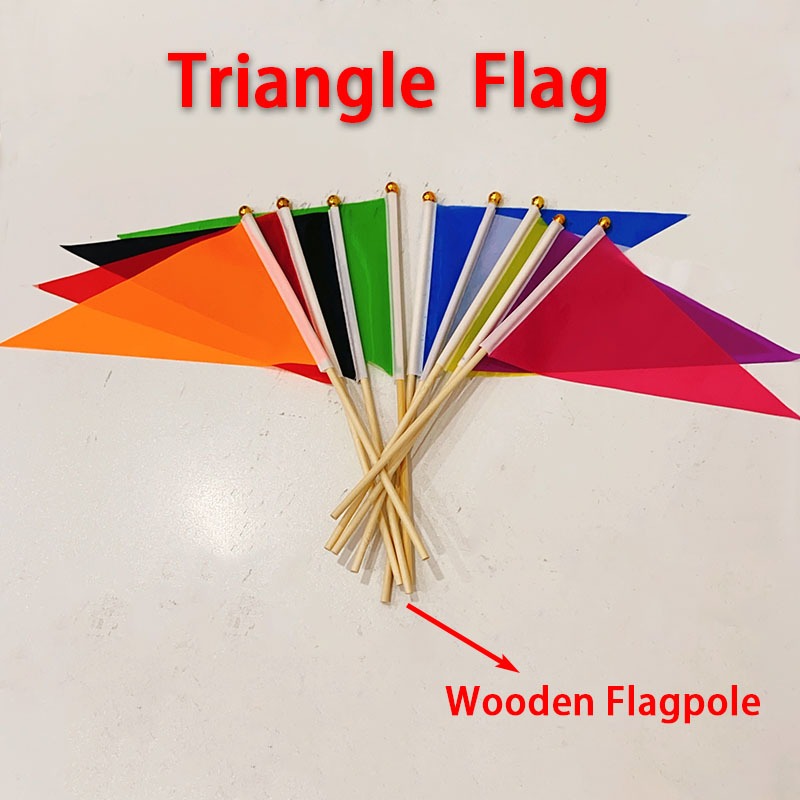 Triangle Handheld Flags With Wooden Flagpole Signal Flags Construction ...