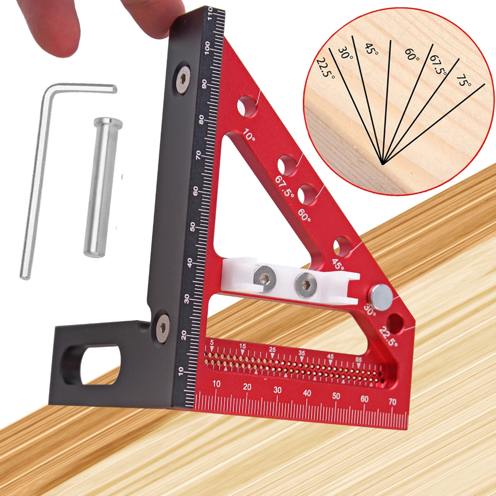 3D Multi Angle Measuring Ruler, Aluminum Alloy 0-90 Degree Protractor ...
