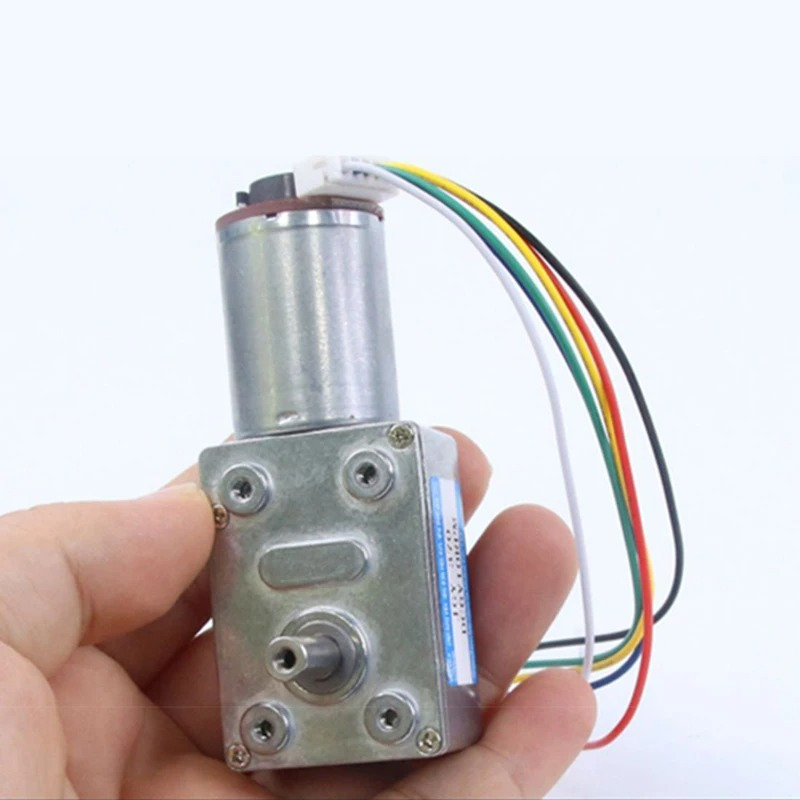 12V 24V DC Worm Gear Motor With Encoder Adjustable Speed Can CW CCW ...