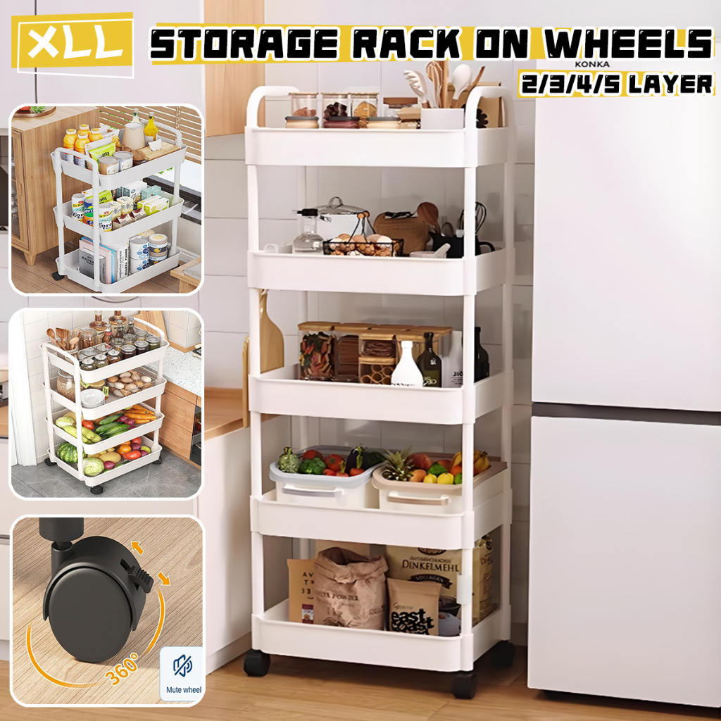 2/3/4/5 layer Trolley Cart Organizer plastic Trolley Cart Organizer ...