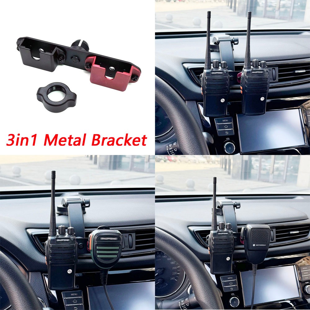 3in1 Car Holder Walkie Talkie Mount and Hand PTT Microphone Speaker Car ...