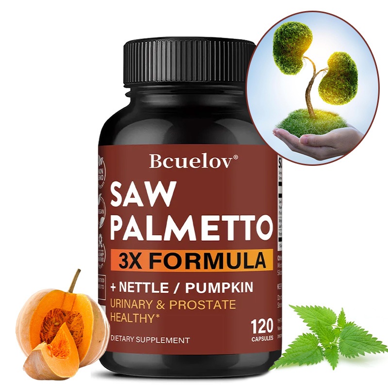 Saw Palmetto Supplement - 3X Formula with Nettle + Pumpkin Seed Extract ...