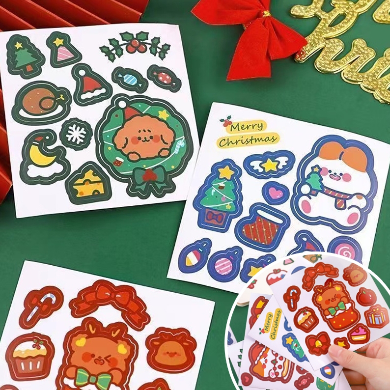 Christmas Cartoon Stickers Decorated With Cute Little Stickers Student ...