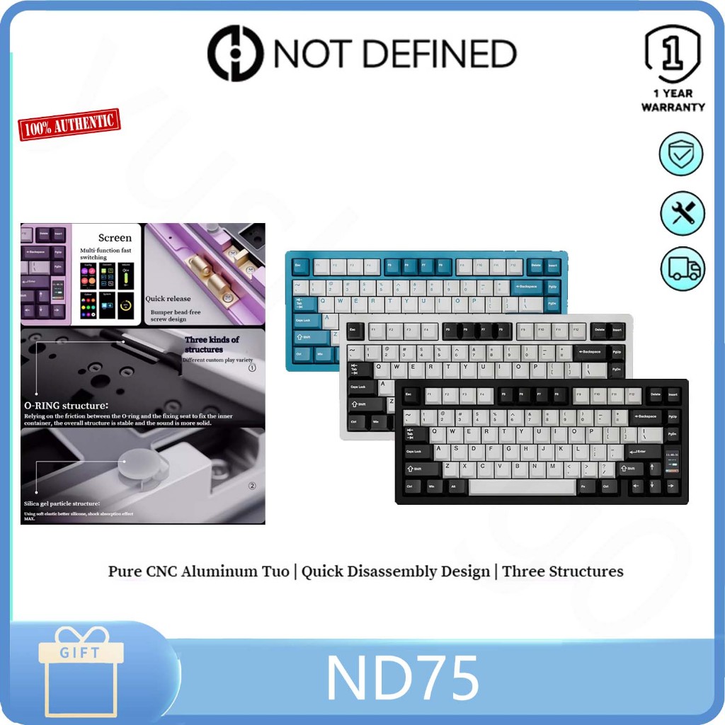 Not defined ND75 Aluminum Tutuo custom three mode wireless Bluetooth ...