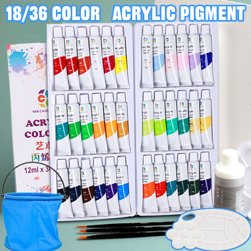 12/24/18/36 Color Acrylic Pigment 12ml Waterproof Quick Drying Odorless ...