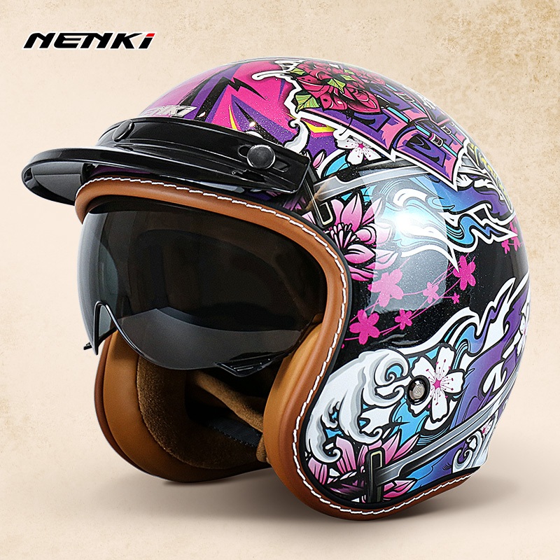NENKI HELMETS NK-E3 VIOLET CLASSIC RETRO HELMETS OPEN FACE | Shopee ...