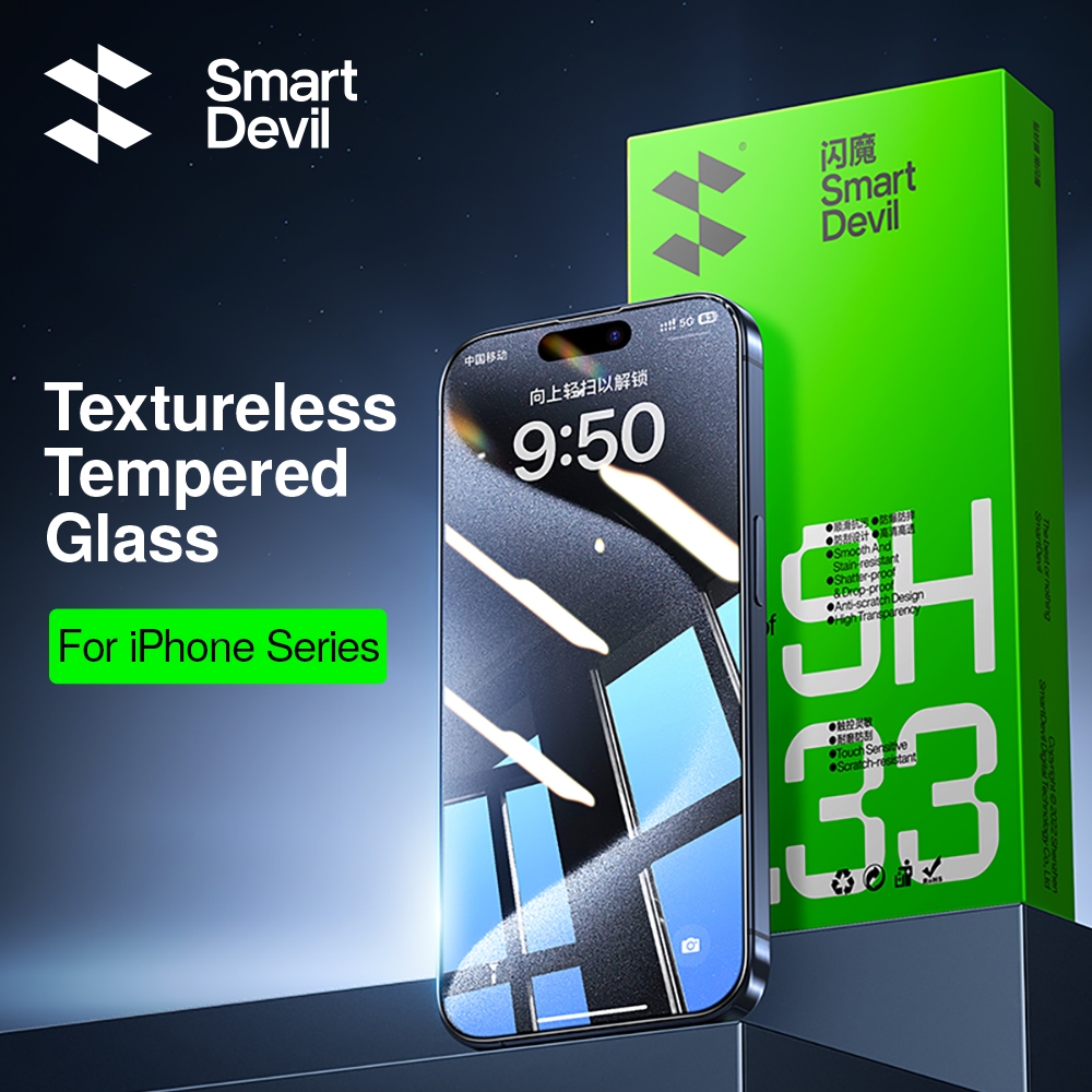 SmartDevil Textureless Tempered Glass For iPhone 17/15/13Pro/14Pro Max ...