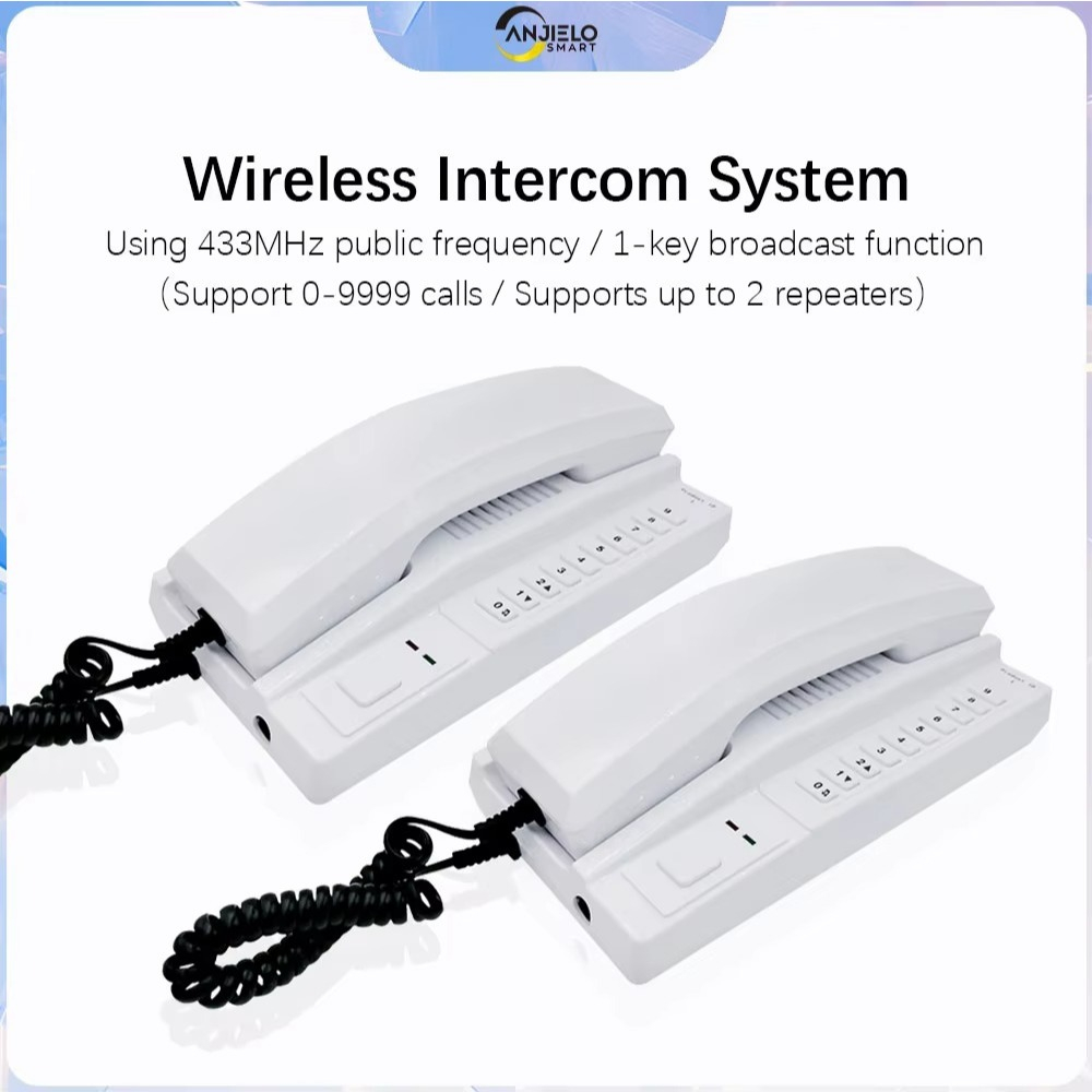 ANJIELO Wireless Telephone Intercom System Expandable for Warehouse Office Building Interphone ...