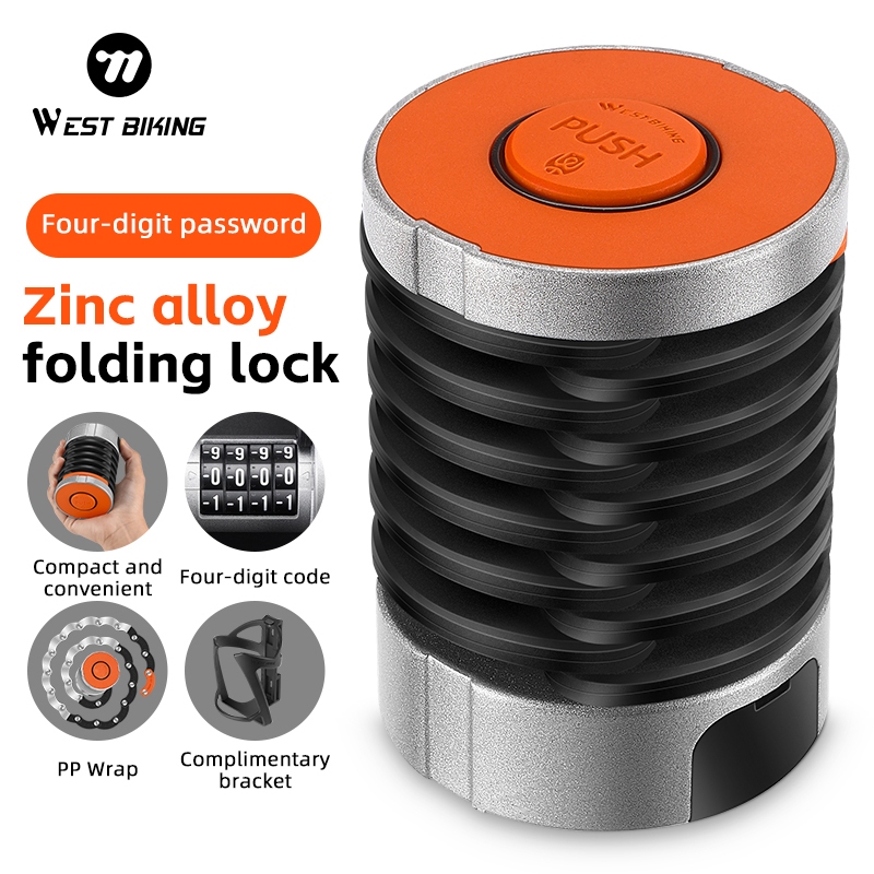 WEST BIKING BIKING Bike Folding Lock Zinc Alloy Password Lock High ...