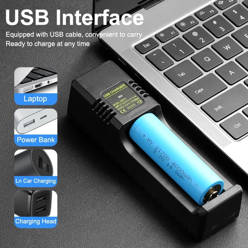 18650 Battery Charger 1 2 Slots Dual For 18650 4.2V Rechargeable ...